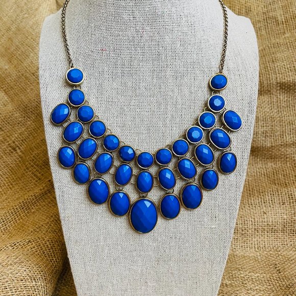 Vintage Jewelry | Jewelry | Chunky Royal Blue Metal Bib Statement ...